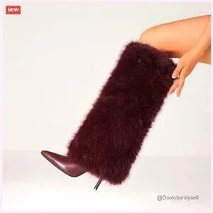 Shoes | Knee High Faux Fur Fold Over Boots With Pointed Toe Heels ...
